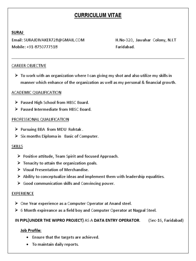 Curriculum Vitae: Suraj | PDF