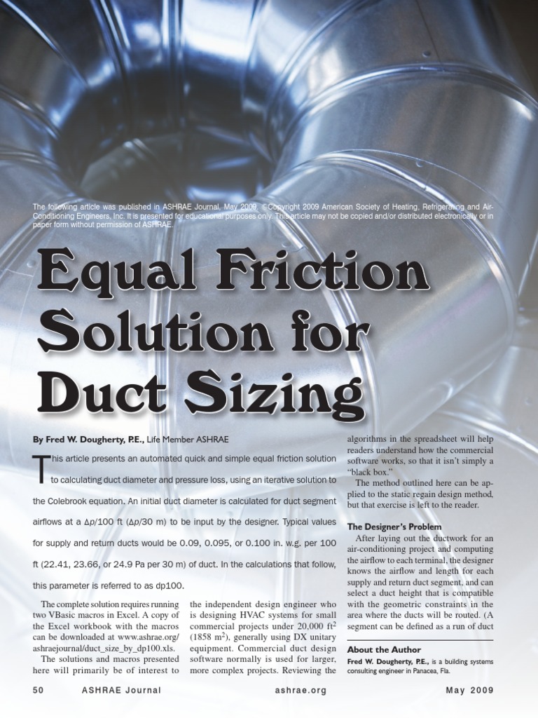 Ducting - Equal Friction Method - 10 PDF | PDF | Duct (Flow) | Logarithm