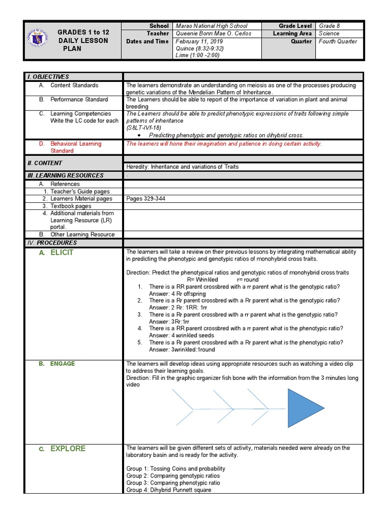 Lesson Plan | PDF | Heredity | Genetics