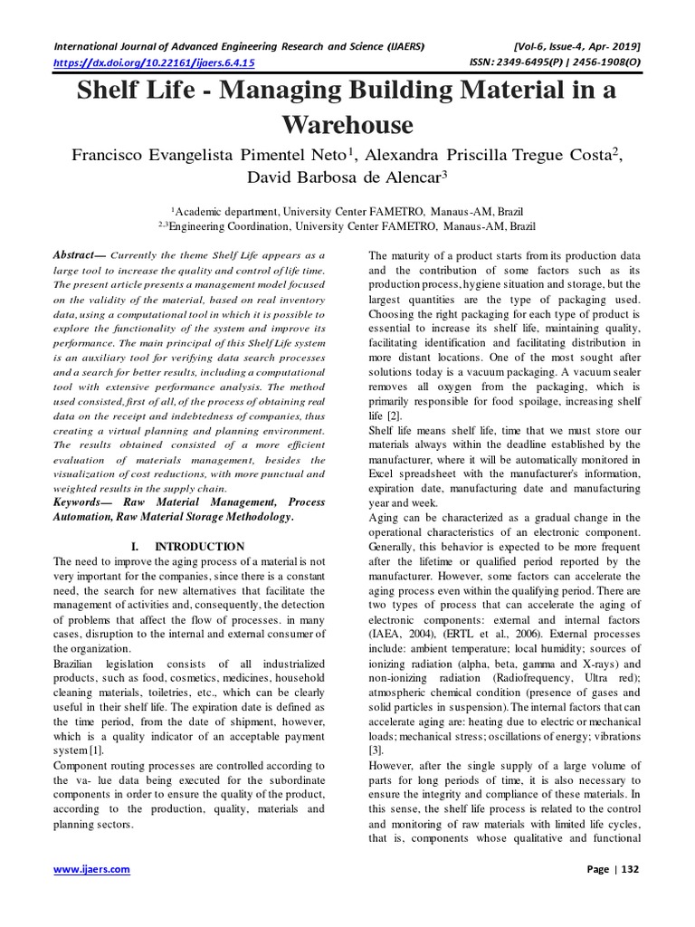 Shelf Life - Managing Building Material in A Warehouse | PDF | Shelf ...