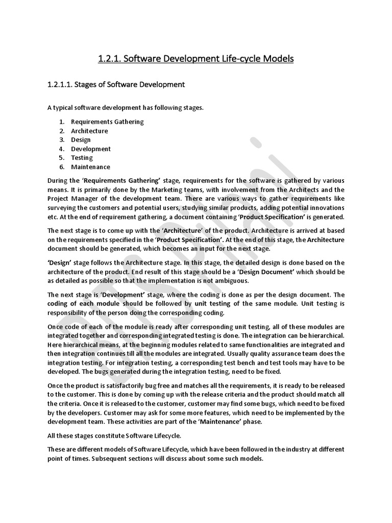 1.2.1. Software Development Life-Cycle Models | PDF | Scrum (Software ...