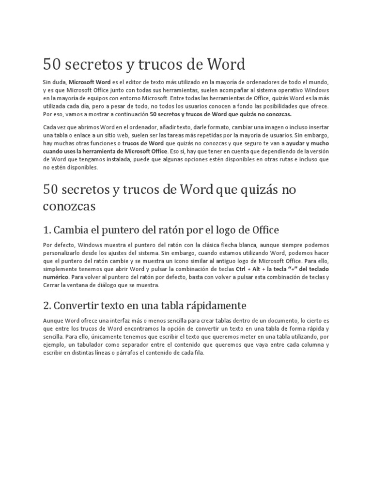50 Secretos y Trucos de Word | PDF | Microsoft Word | Point and Click
