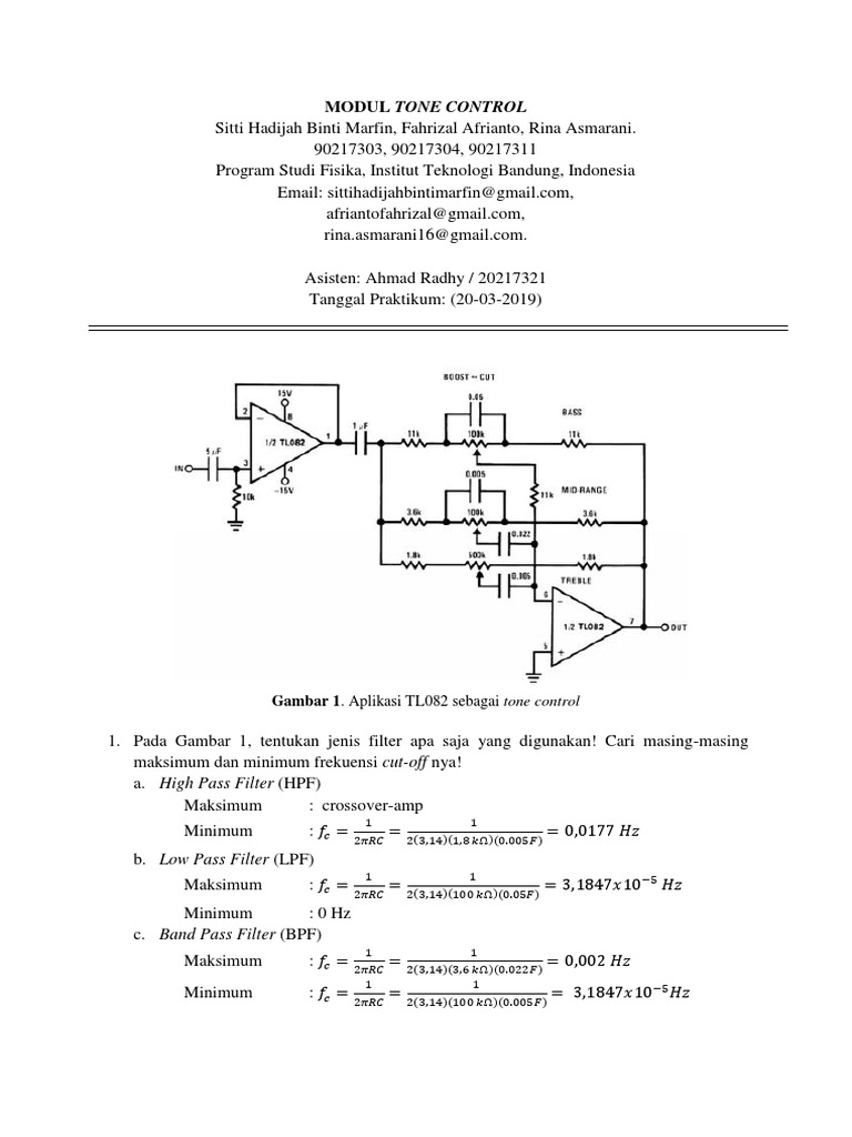 Modul Tone Control dengan TL082 | PDF