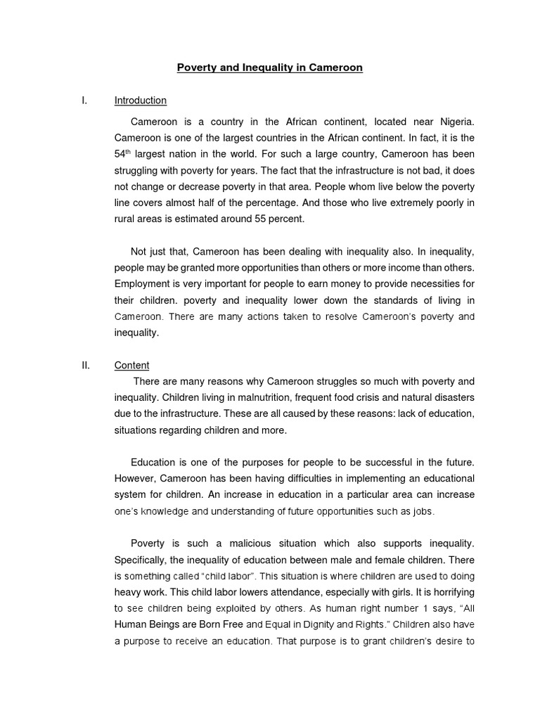 Poverty and Inequality in Cameroon | PDF | Malnutrition | Poverty
