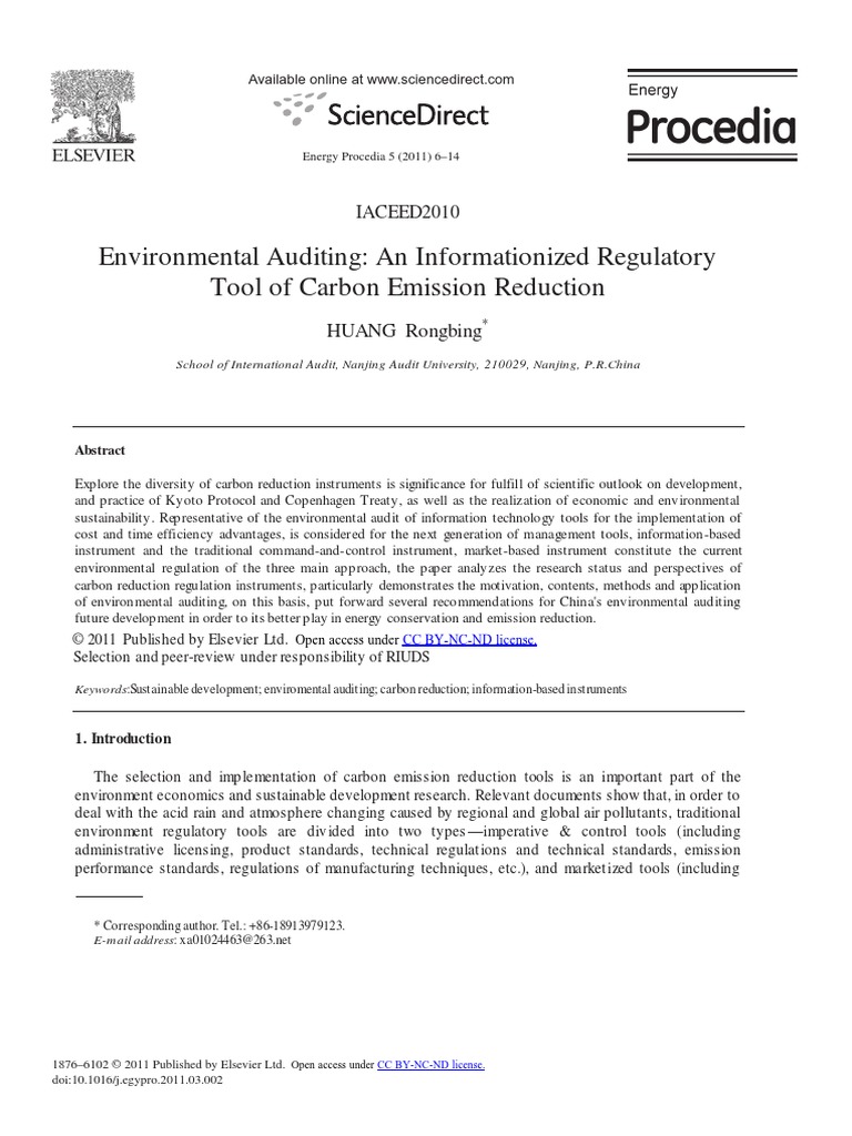 Environmental Auditing: An Informationized Regulatory Tool of Carbon ...