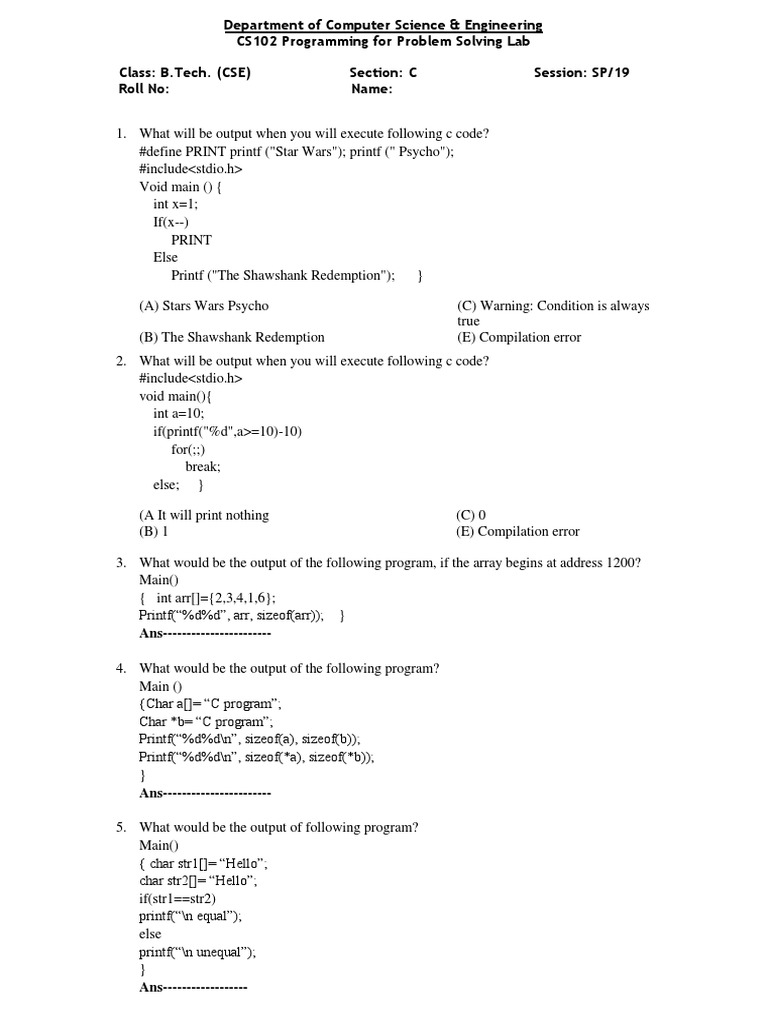 PPS Lab Quiz | PDF | Computer Science | Software Engineering