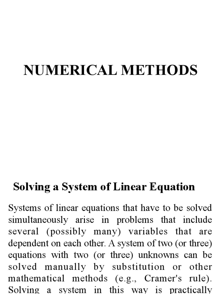 Numerical Methods Lecture2a | PDF | Numerical Analysis | Linear Algebra