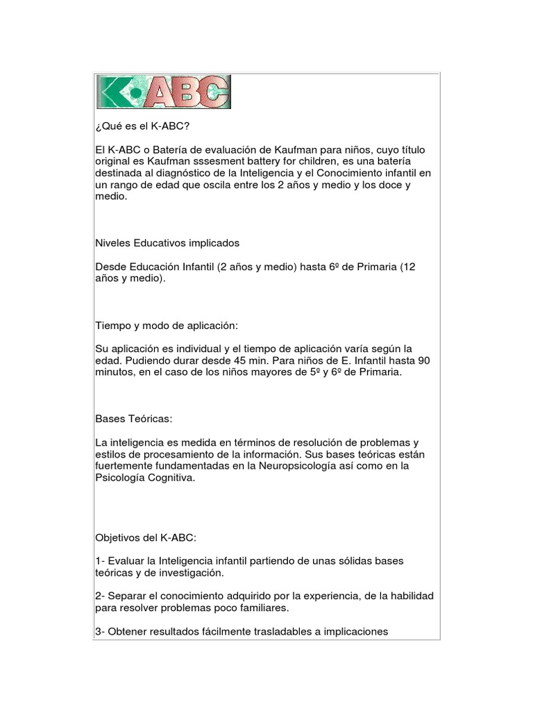 Kabc | PDF | Inteligencia | Hemisferio cerebral