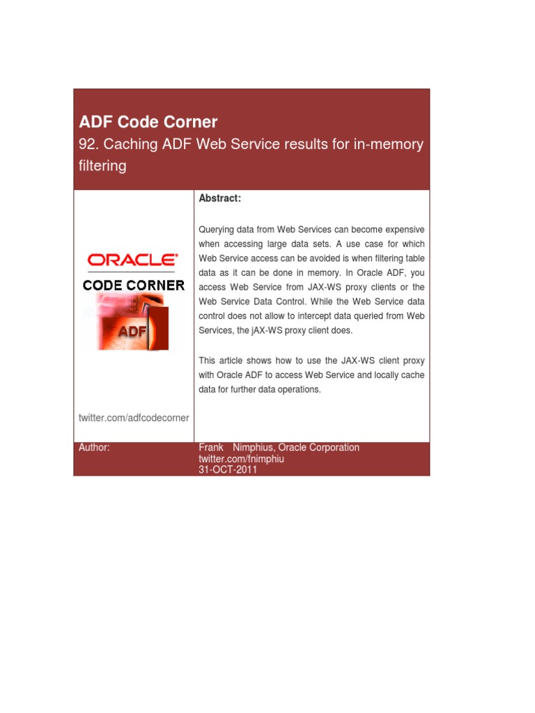 ADF Web Service Caching Guide | PDF | Proxy Server | Web Service