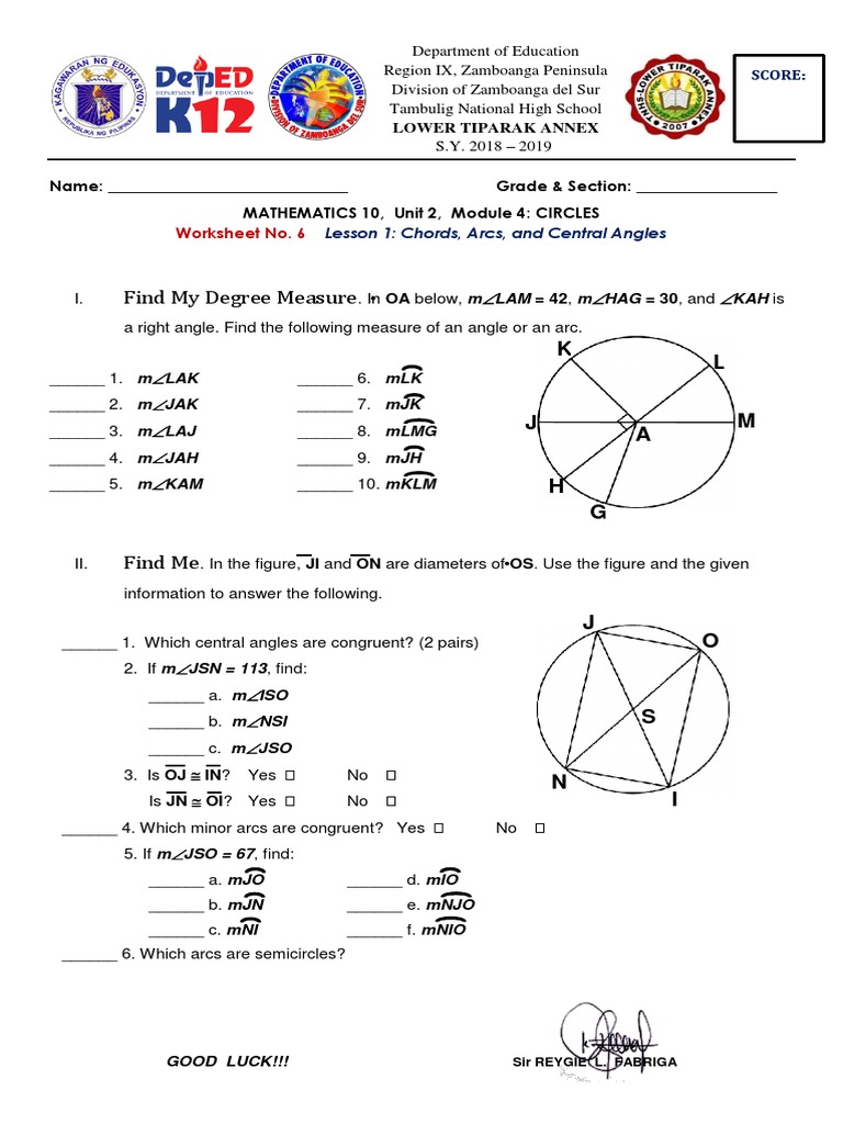 Geometry Arcs And Chords Worksheet Mrs. Newell's Math: Arcs And Chords