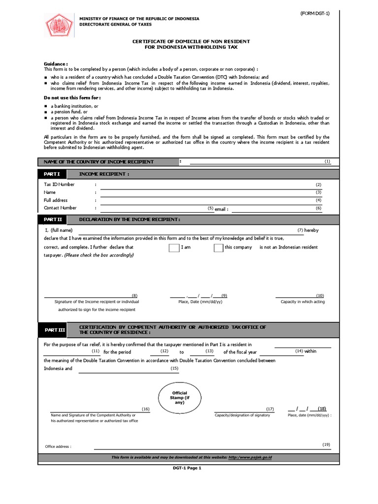 Form Dgt Indonesia 2023 - Printable Forms Free Online