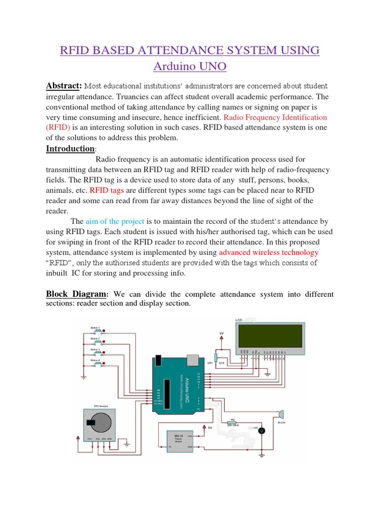 Rfid Based Attendance System Using Arduino Pdf Radio Frequency Identification Information