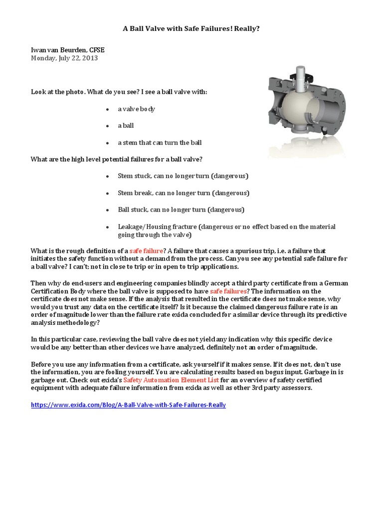 A Ball Valve With Safe Failures | PDF | Valve | Computing And ...