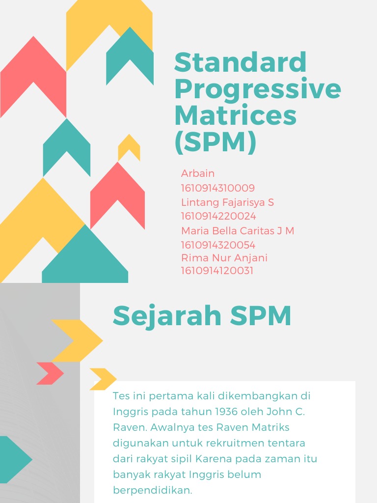 Standard Progressive Matrices (SPM) | PDF