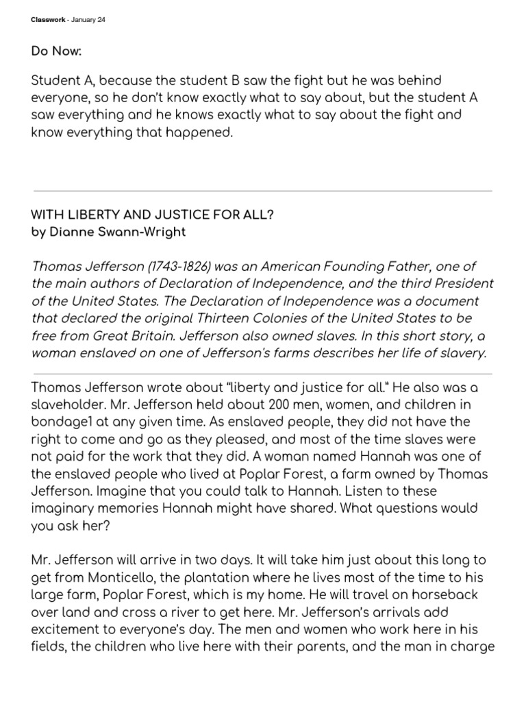Jefferson's Contradiction on Liberty | PDF | Thomas Jefferson | Monticello