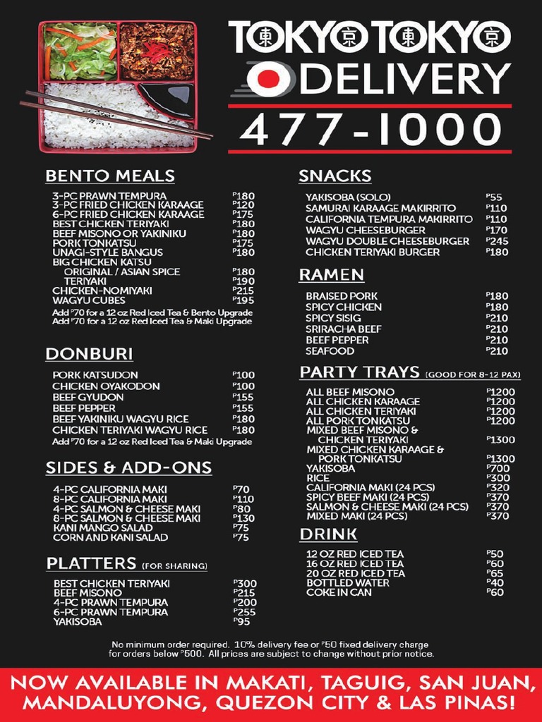 Tokyo Tokyo Menu | PDF