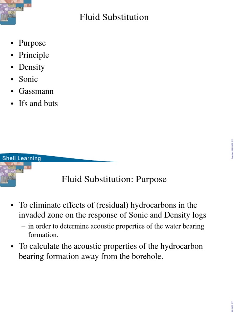 Fluid Substitution: - Purpose - Principle - Density - Sonic - Gassmann - Ifs and Buts | Download ...