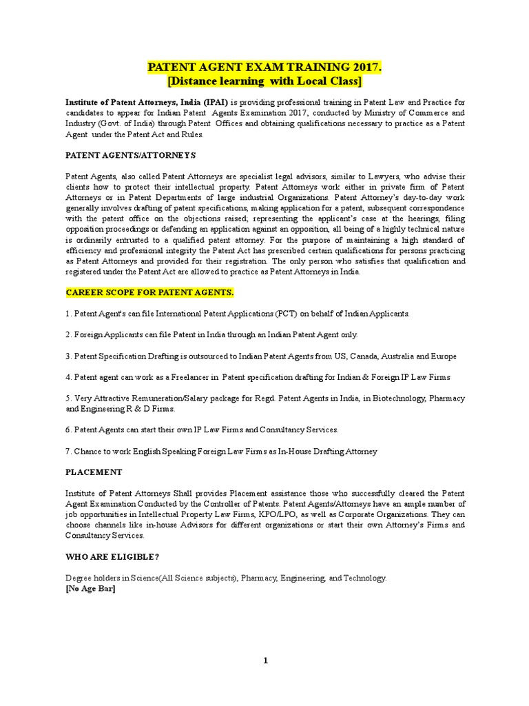 Patent Agent Exam Training 2017 Guide | PDF | Lawyer | Patent