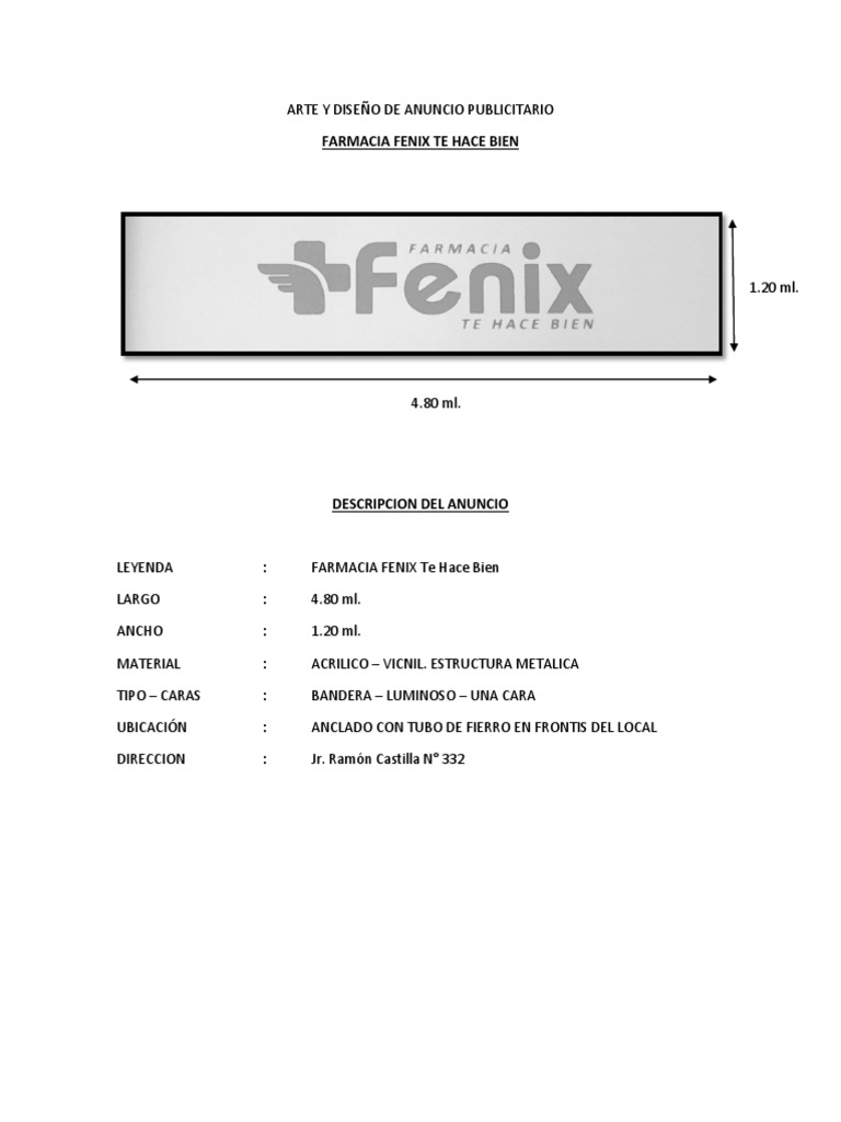 Anuncio Publicitario Farmacia Fénix | PDF