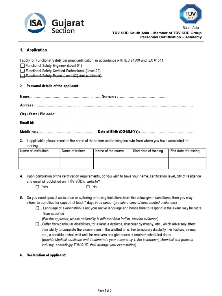 Registration Form - FSE Level1 Course | PDF | Professional ...