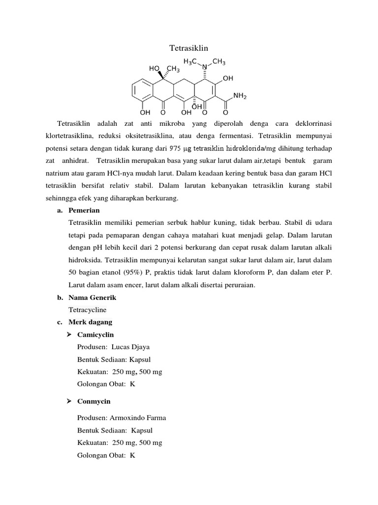 Antibiotik Tetrasiklin | PDF