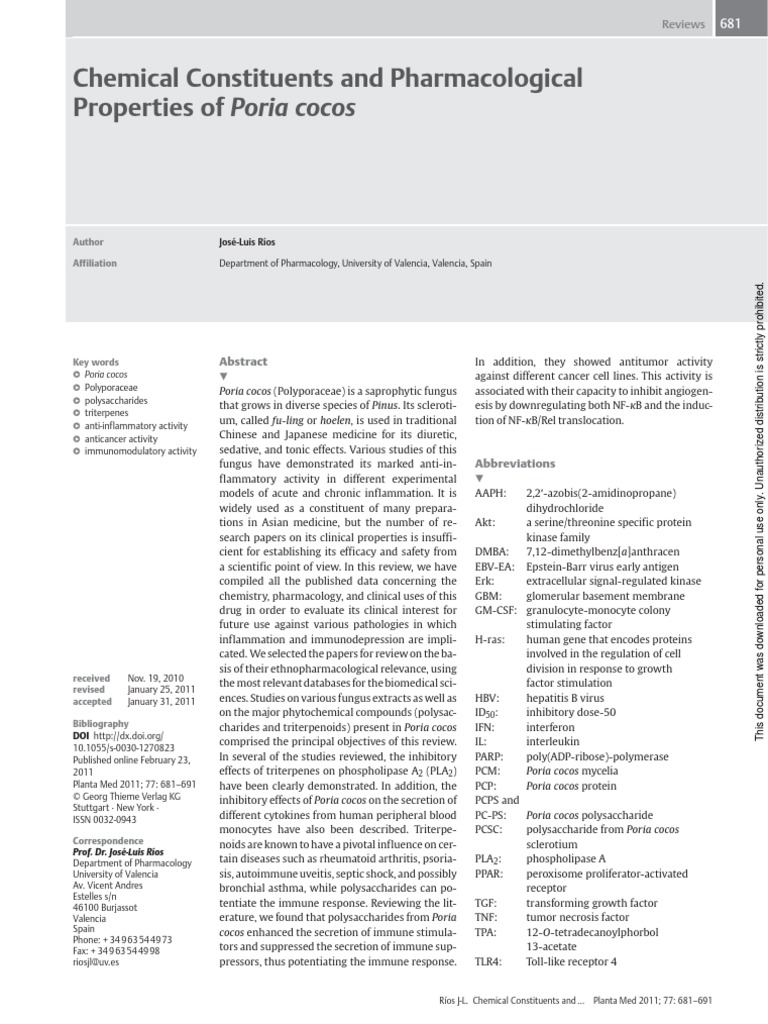 Wolfiporia Extensa, Poria Cocos - Fun Ling | PDF | Apoptosis | Nf κb