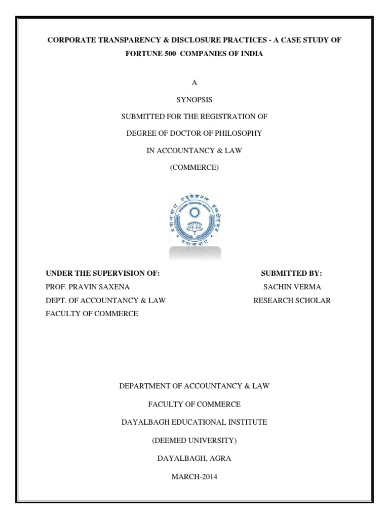 Corporate Transparency & Disclosure Practices - A Case Study of Fortune ...