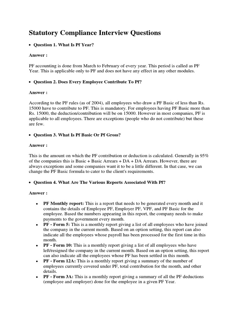 Statutory Compliance | PDF | Performance Appraisal | Human Resource ...