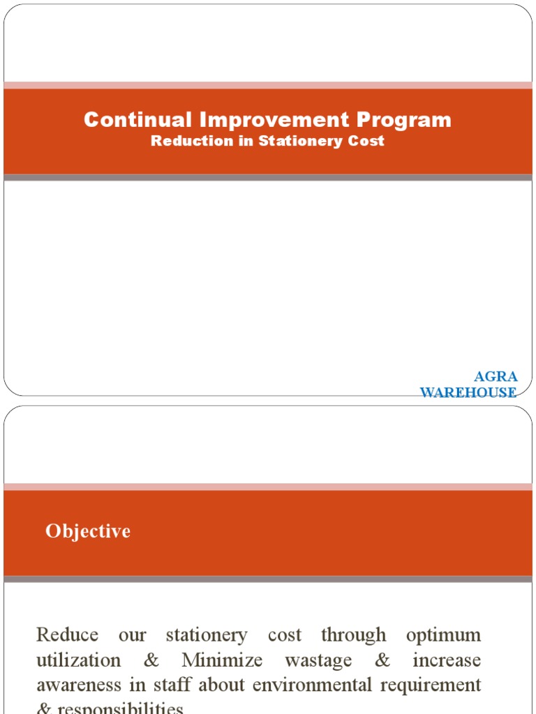 40 - CIP Report - Agra - Stationery Cost Saving After CIP | PDF ...