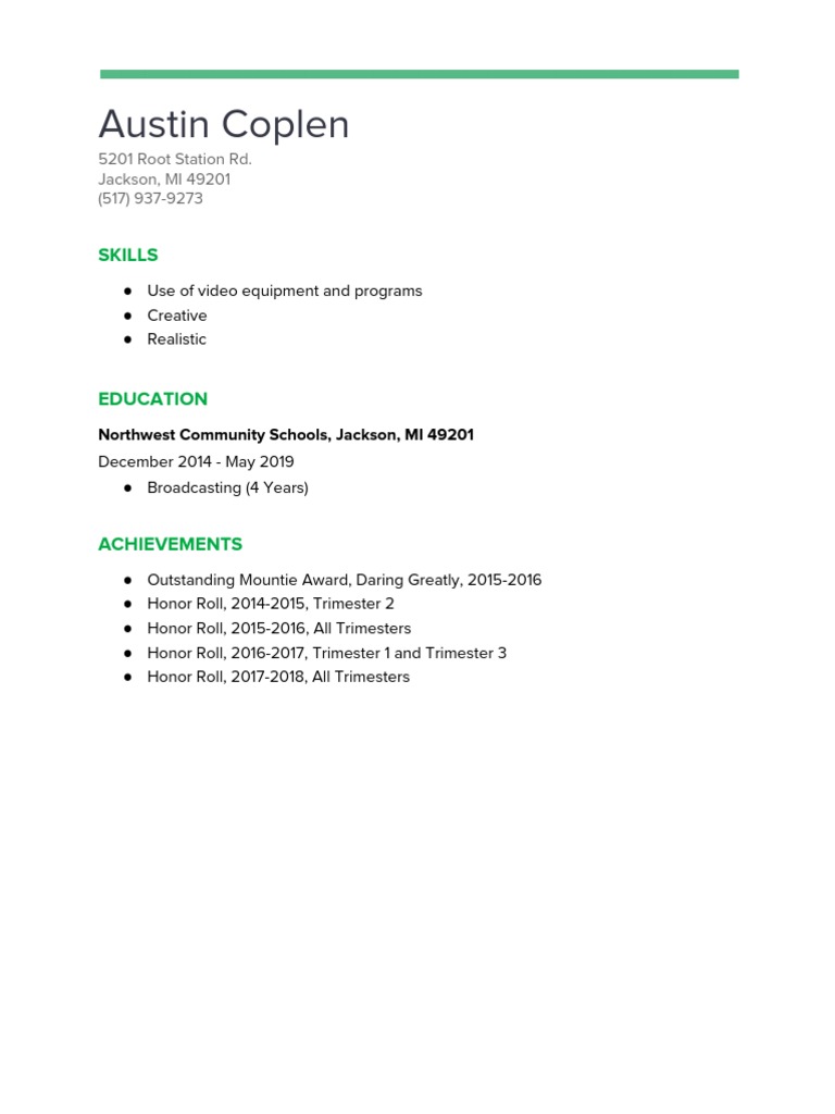 Austin Coplen - Resume | PDF