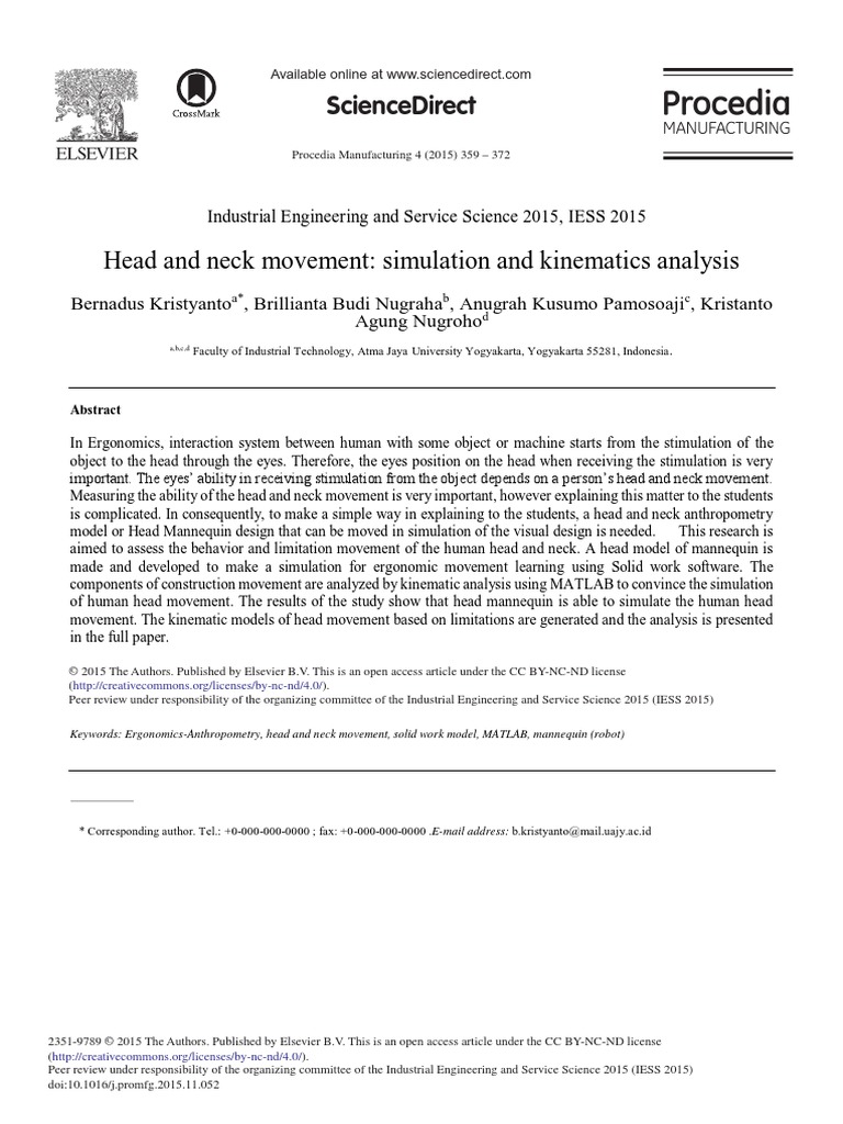 Head and Neck Movement | PDF | Simulation | Human Factors And Ergonomics