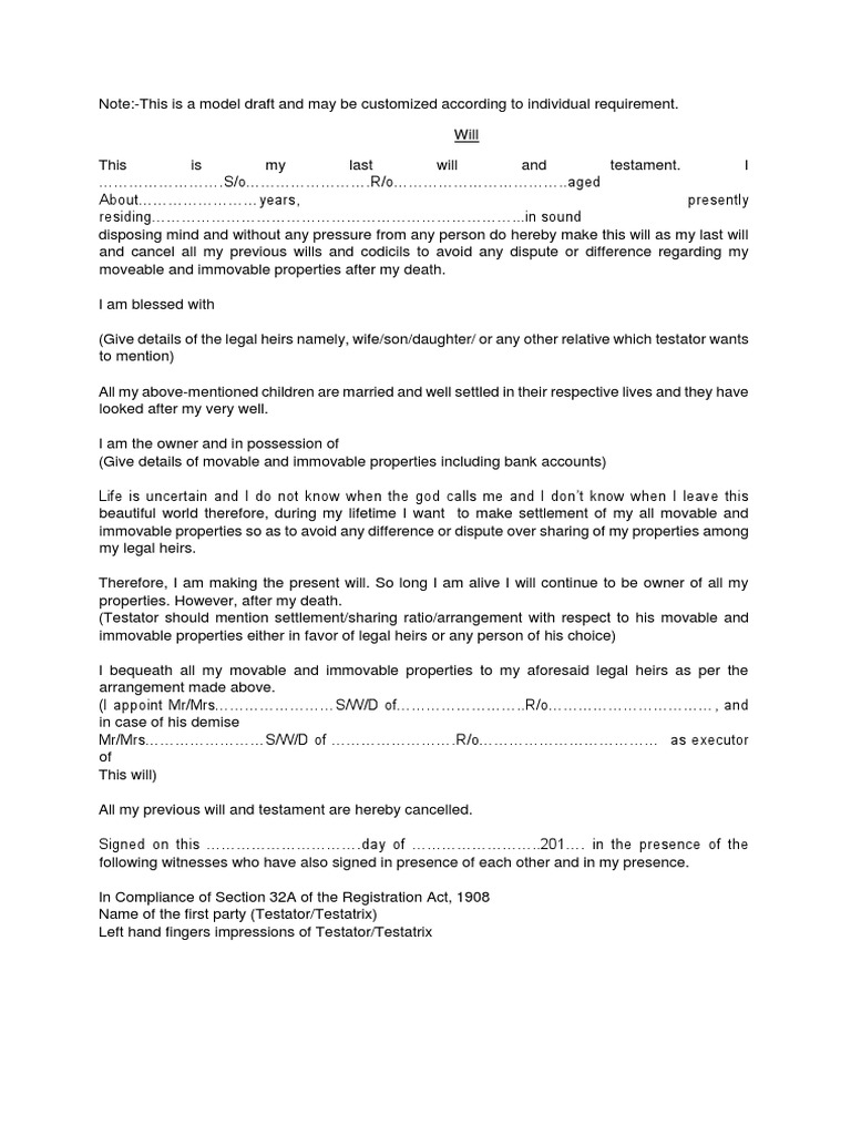 8.will Format | PDF | Will And Testament | Virtue