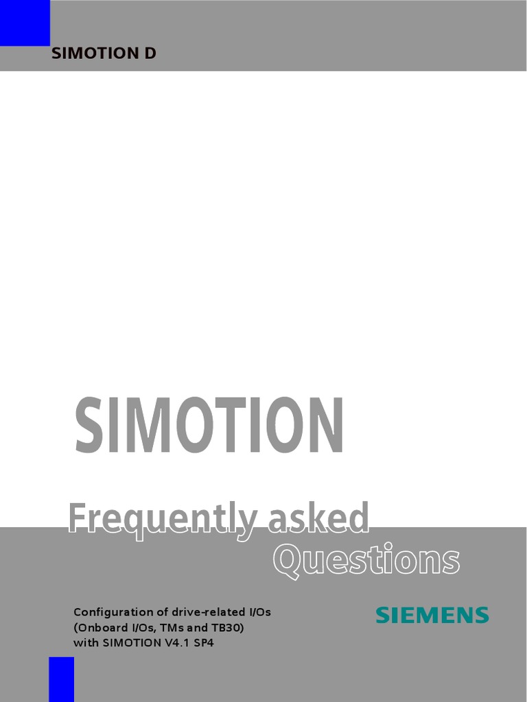 Simotion D: Configuration of Drive-Related I/Os (Onboard I/Os, Tms and Tb30) With Simotion V4.1 ...