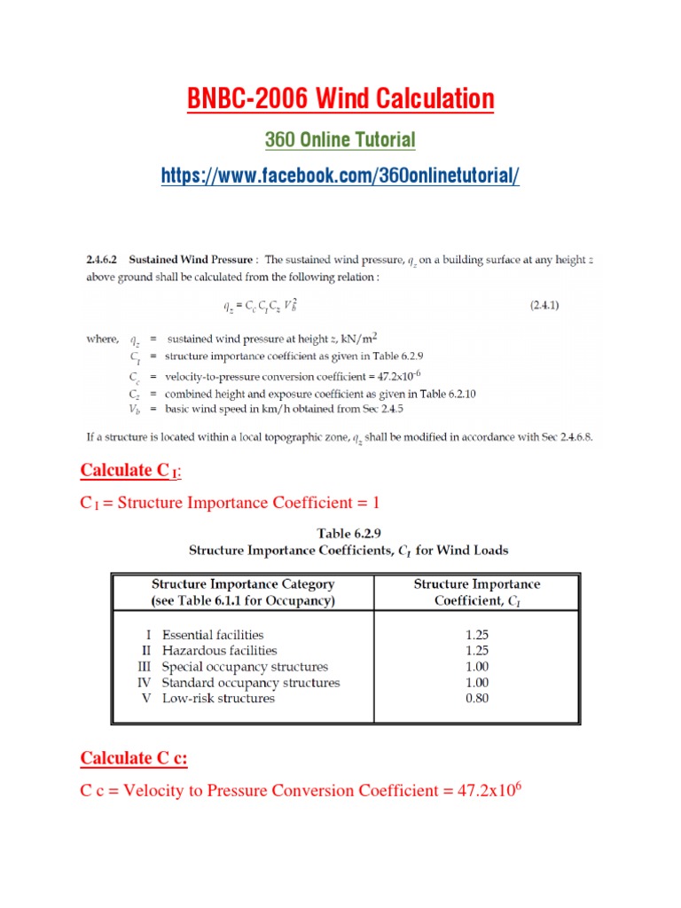 BNBC 2006 Wind Load Calculations | PDF | Storms | Weather Hazards
