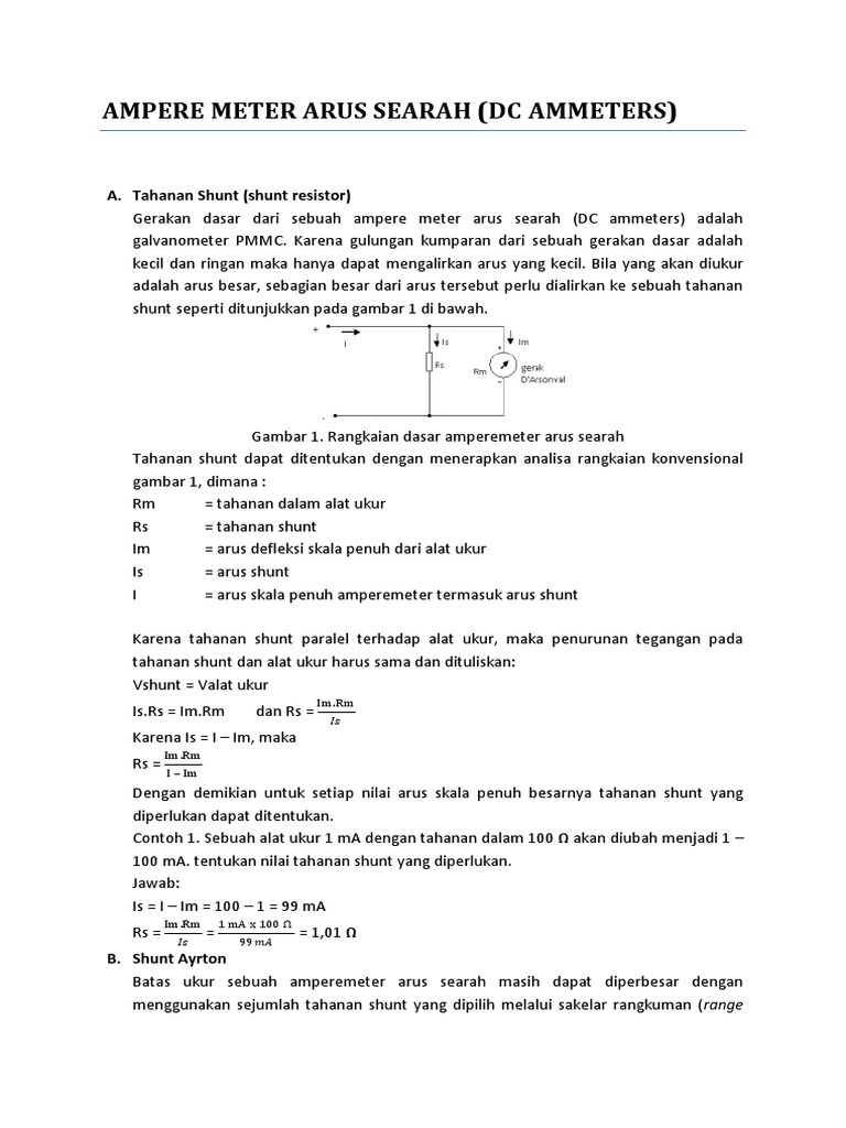 Ampere Meter Arus Searah | PDF