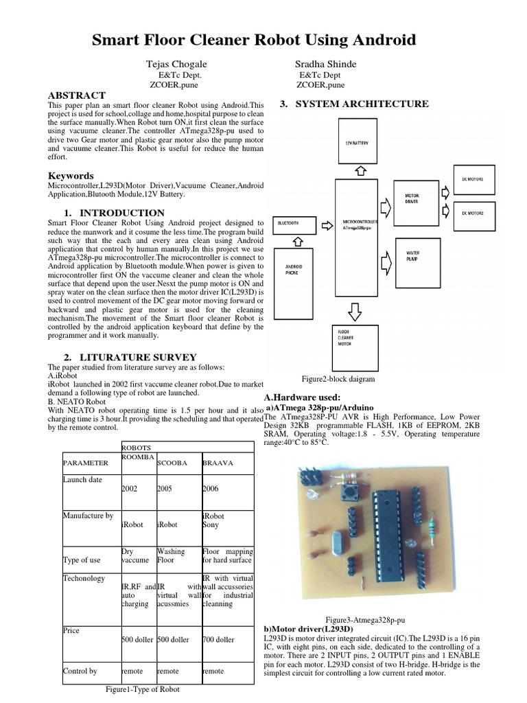 Smart Floor Cleaner Robot Using Android | PDF | Arduino | Electric Motor