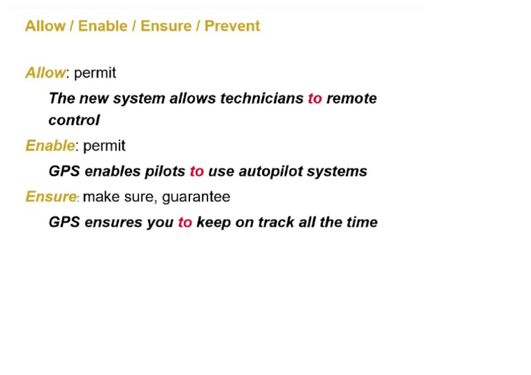 Allow Enable Ensure Prevent | PDF