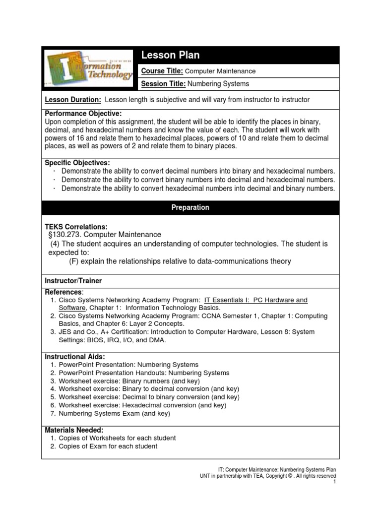 Number Lesson Worksheets and Exams PDF | PDF | Computing | Computing ...