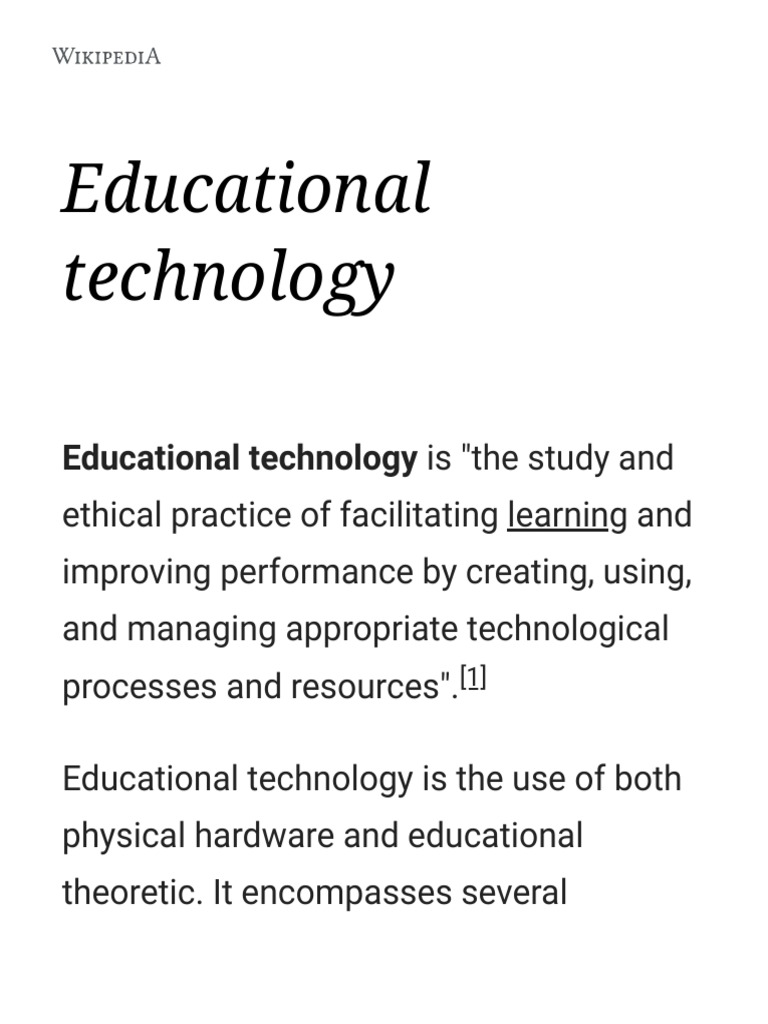 Educational Technology - Wikipedia PDF | PDF | Educational Technology ...