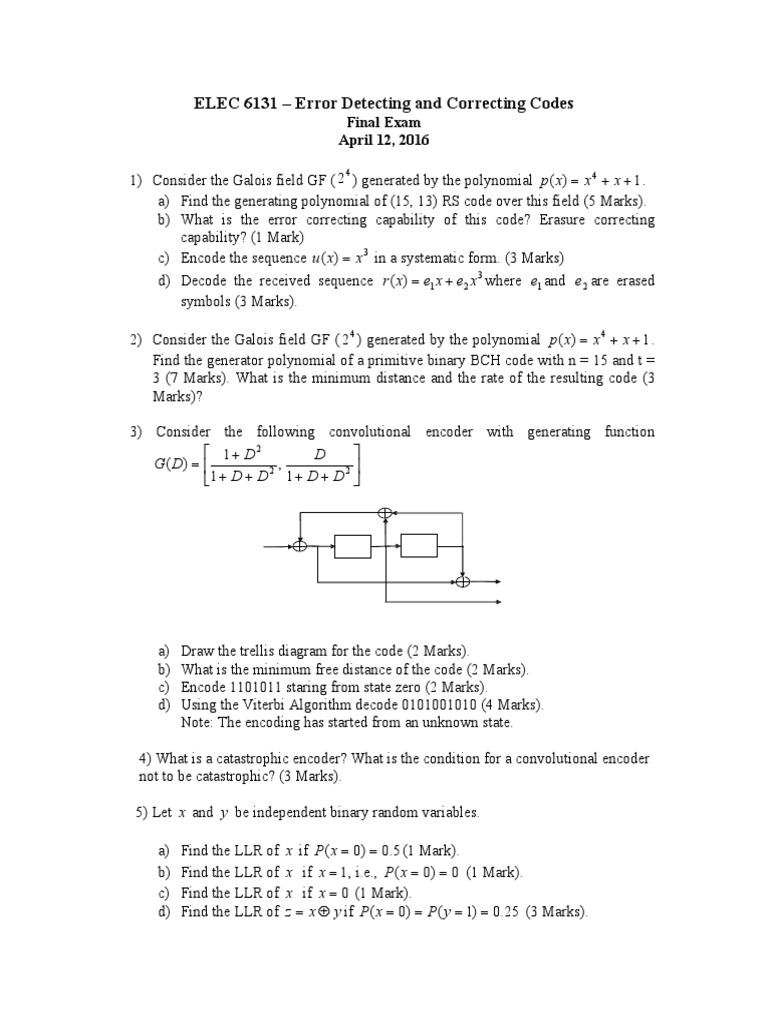 ELEC 6131 - Error Detecting and Correcting Codes: X X X P | PDF