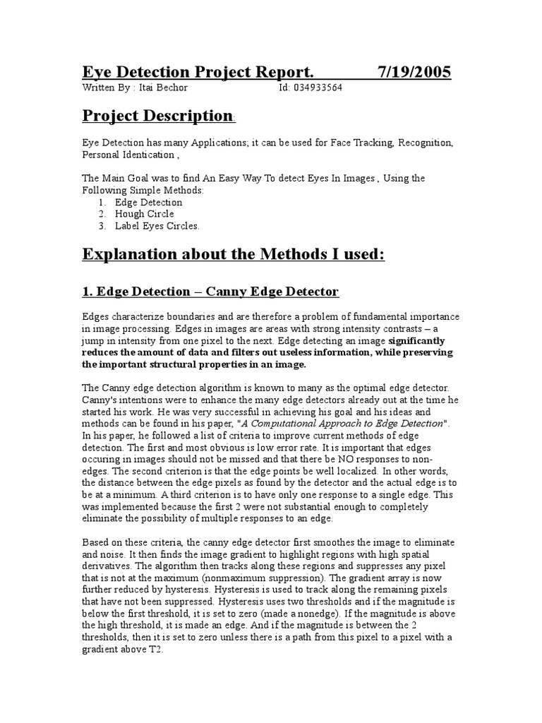 Eye Detection Project Report. 7/19/2005 Project Description: 1. Edge ...