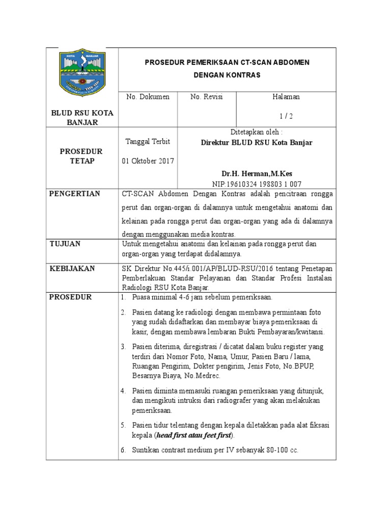 Sop CT Abdomen Dngan Kontras | PDF