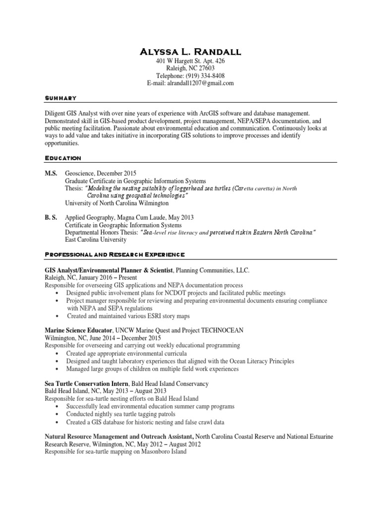 Randall Resume | PDF | Esri | Geographic Information System