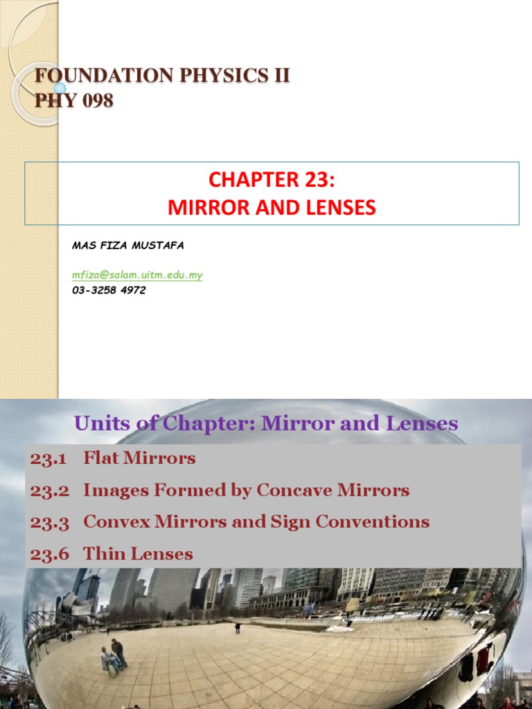 Mirror and Lenses | PDF | Lens (Optics) | Mirror