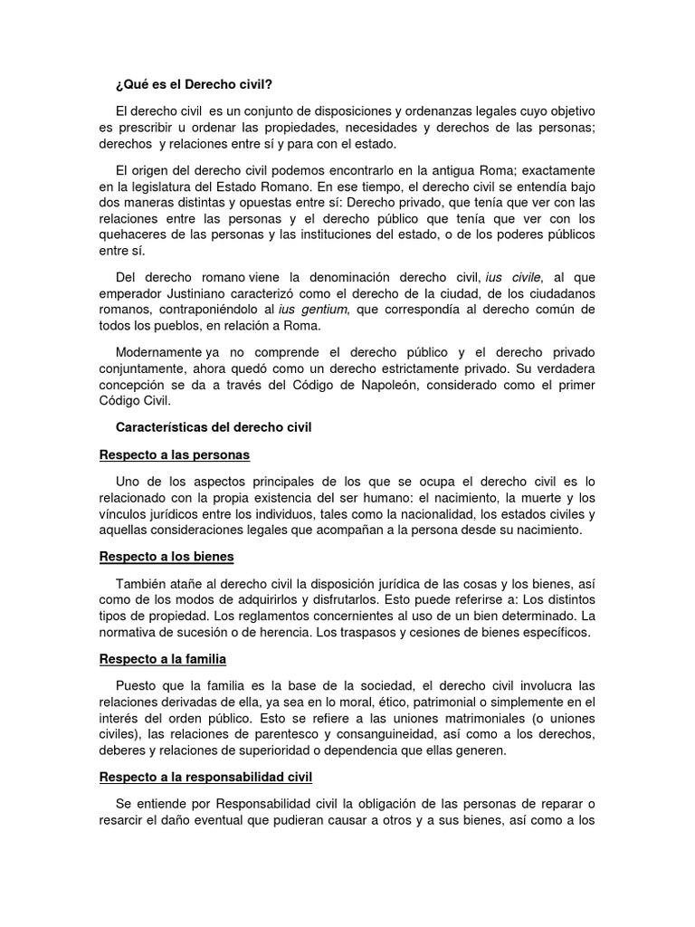 Qué Es El Derecho Civil | PDF | Derecho Civil (Common Law) | Estado (política)