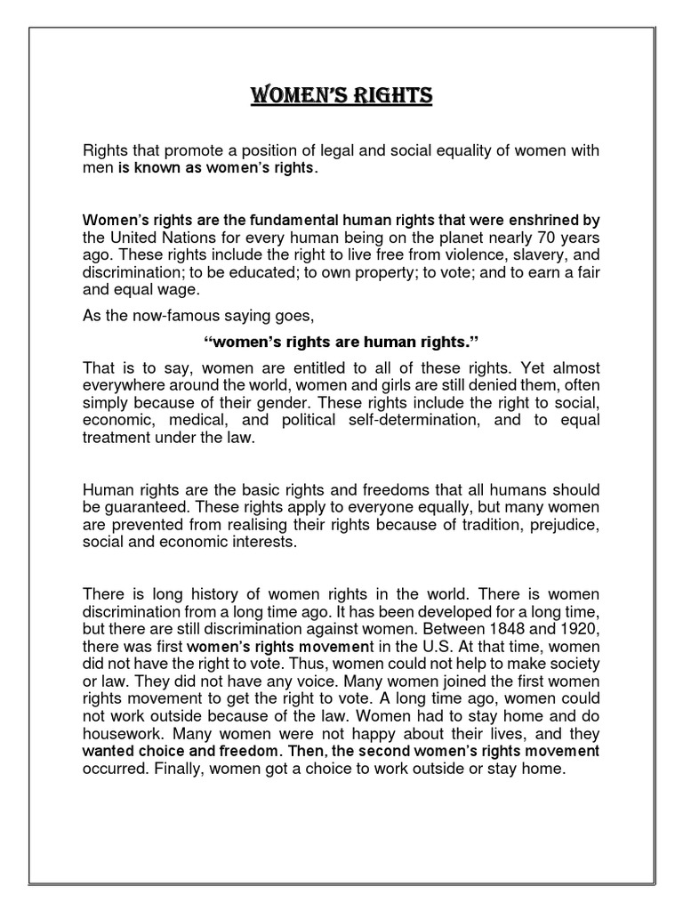 Women's Rights Are Human Rights. | PDF | Women's Rights ...