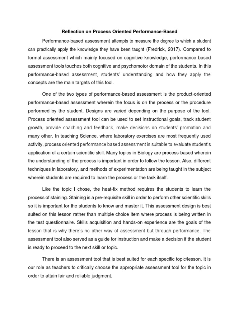 Reflection On Process Oriented Assessment | PDF