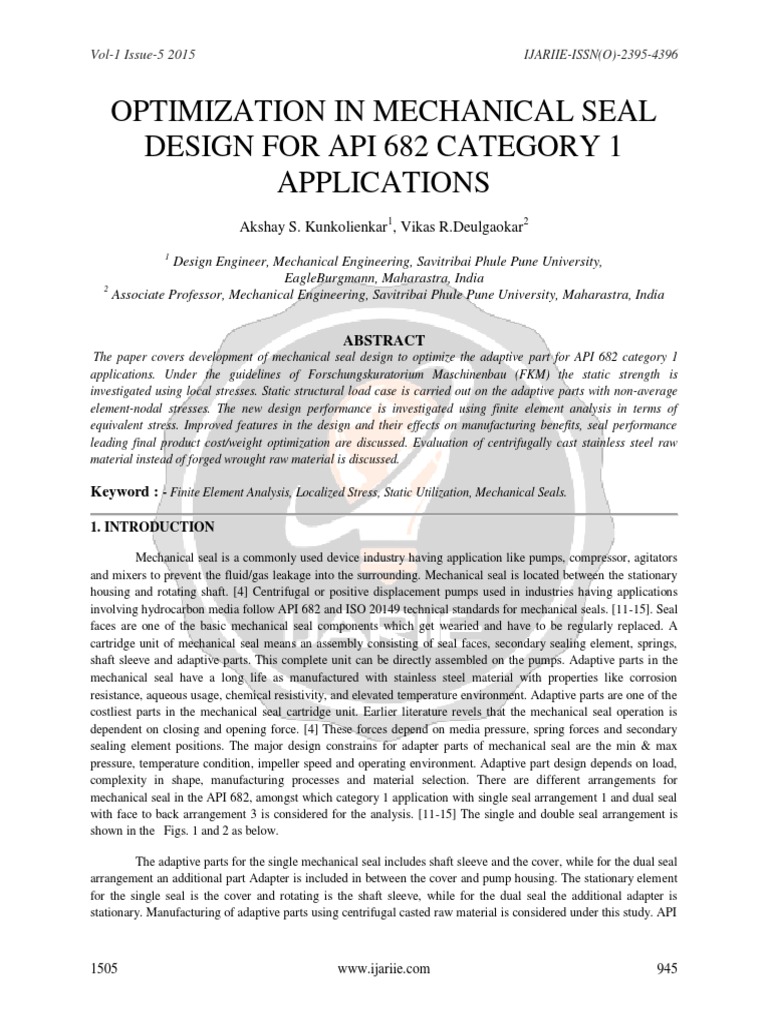 Mechanical Seals Optimization Design | PDF | Strength Of Materials ...