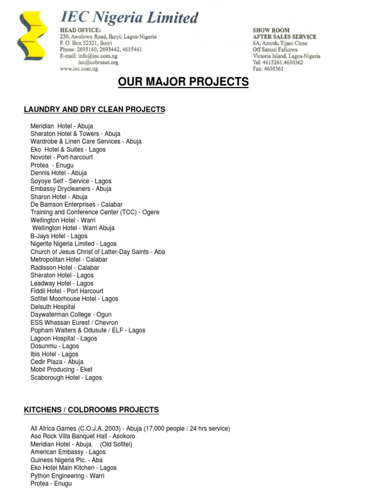 Major Projects by Whassan Nigeria Ltd | PDF | Nigeria | Hospitality ...