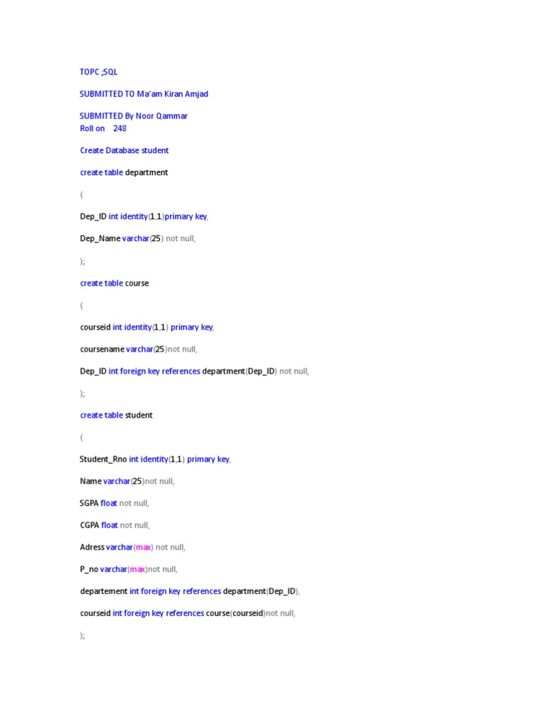 SQL Assignment DBMS | PDF